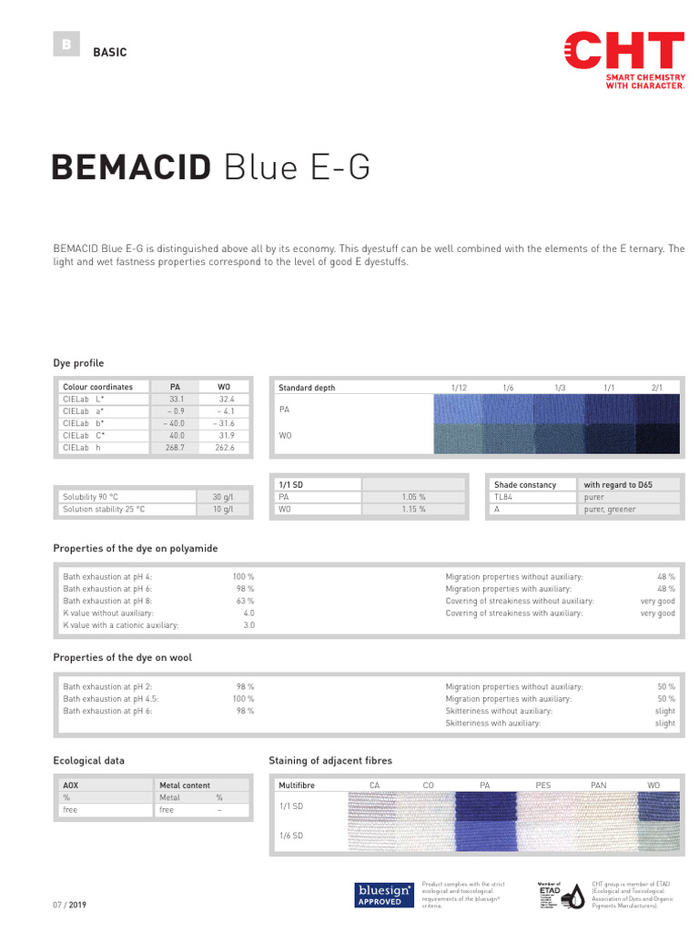 Bemacid-Blue-E-G-en | PDF | Dye | Chemical Substances