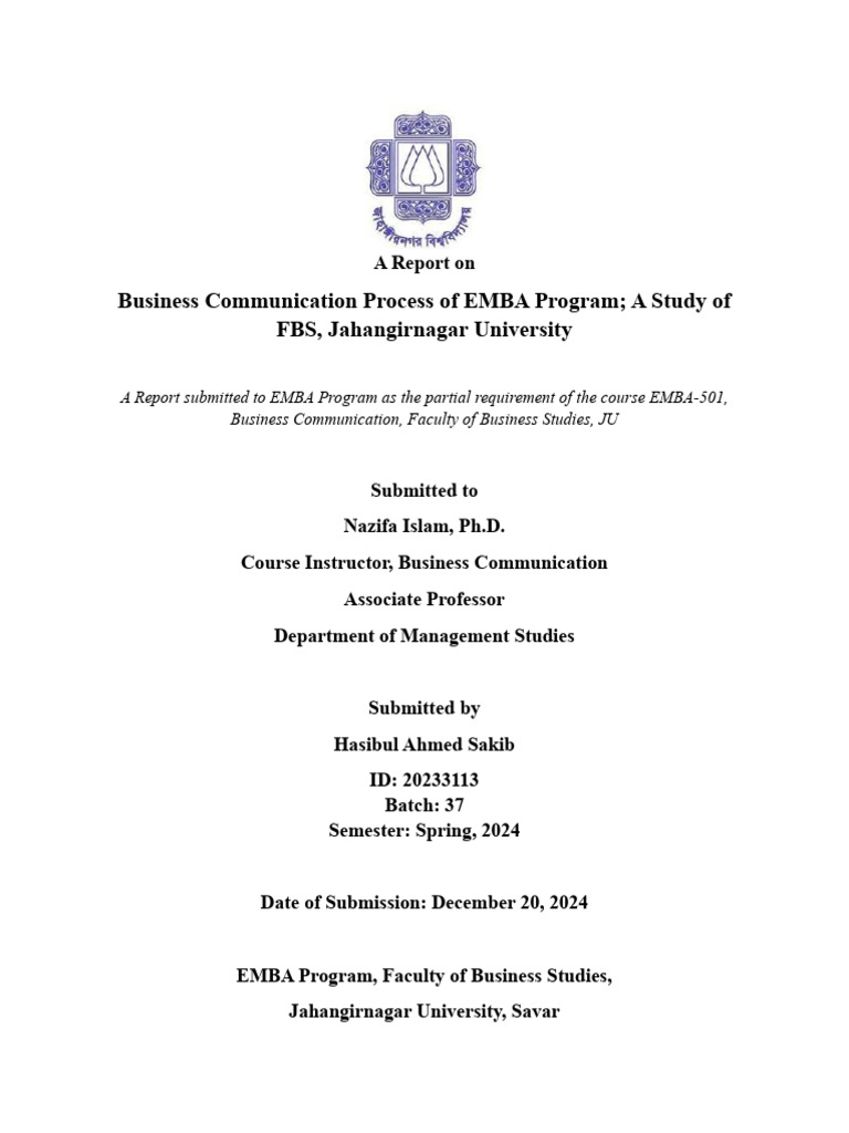 EMBA Program Communication Process Report | PDF | Communication ...