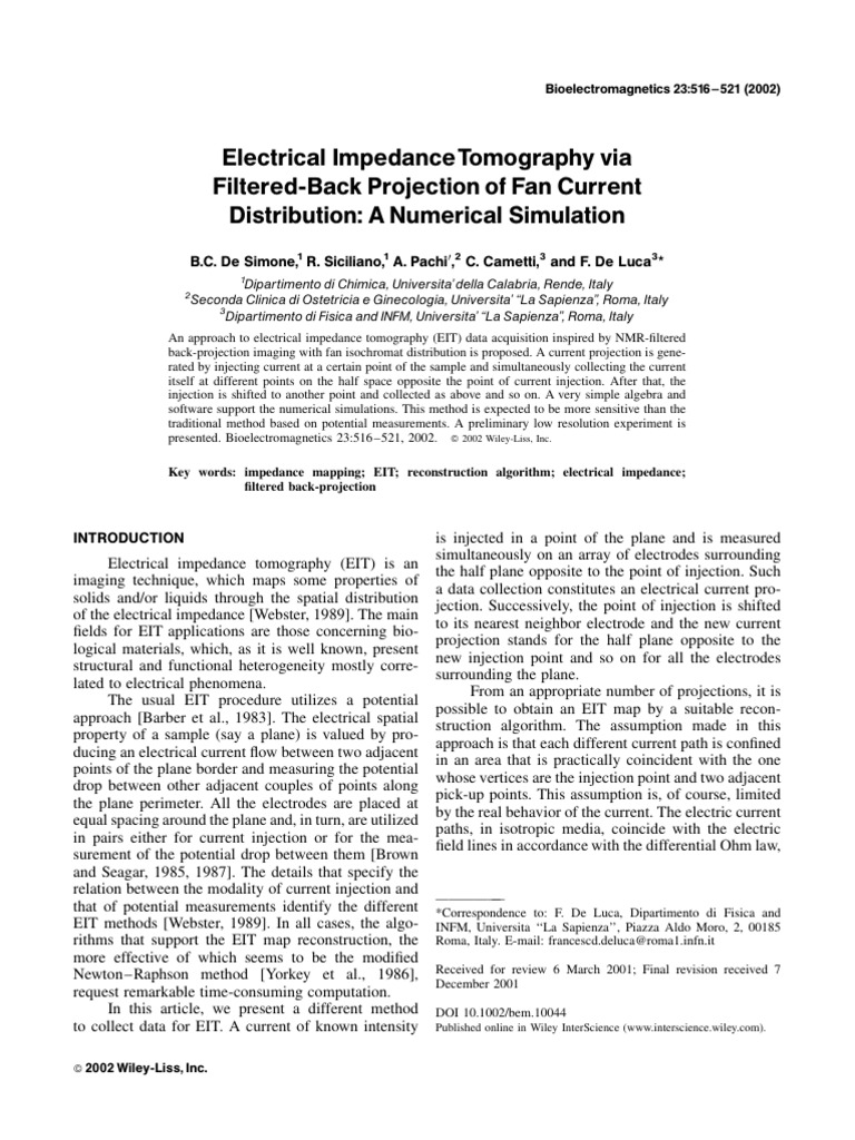 Electrical ImpedanceTomography Via Filtered-Back Projection of Fan ...