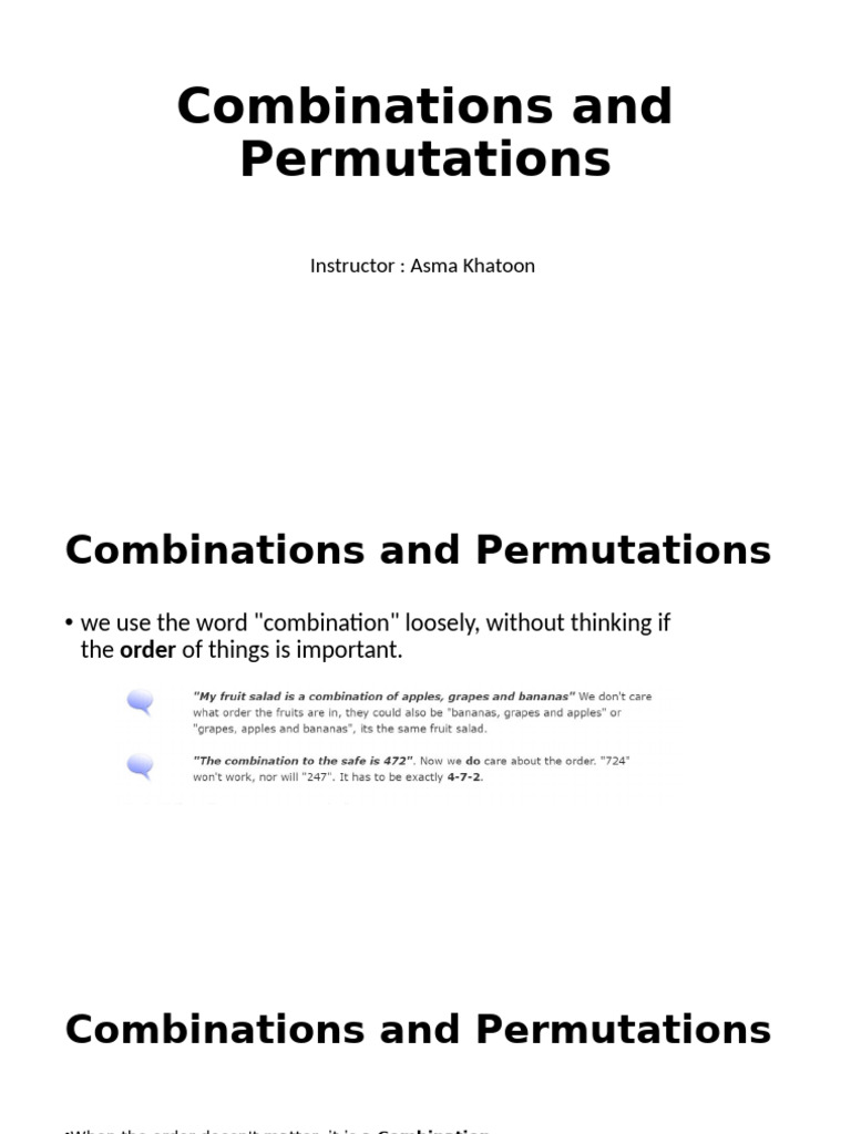 Combinations and Permutations (1) | PDF | Permutation | Mathematics