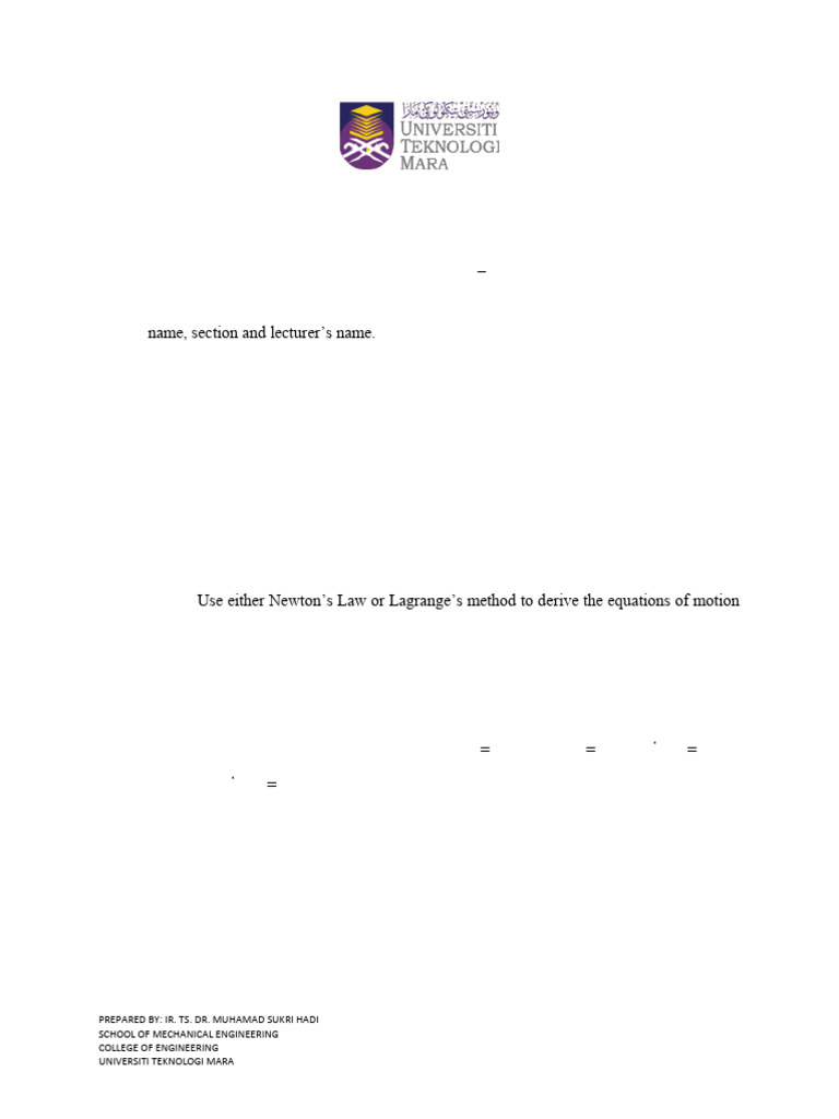 ASSIGNMENT 2 MEC 521 [VIBRATIONS] | PDF | Normal Mode | Force