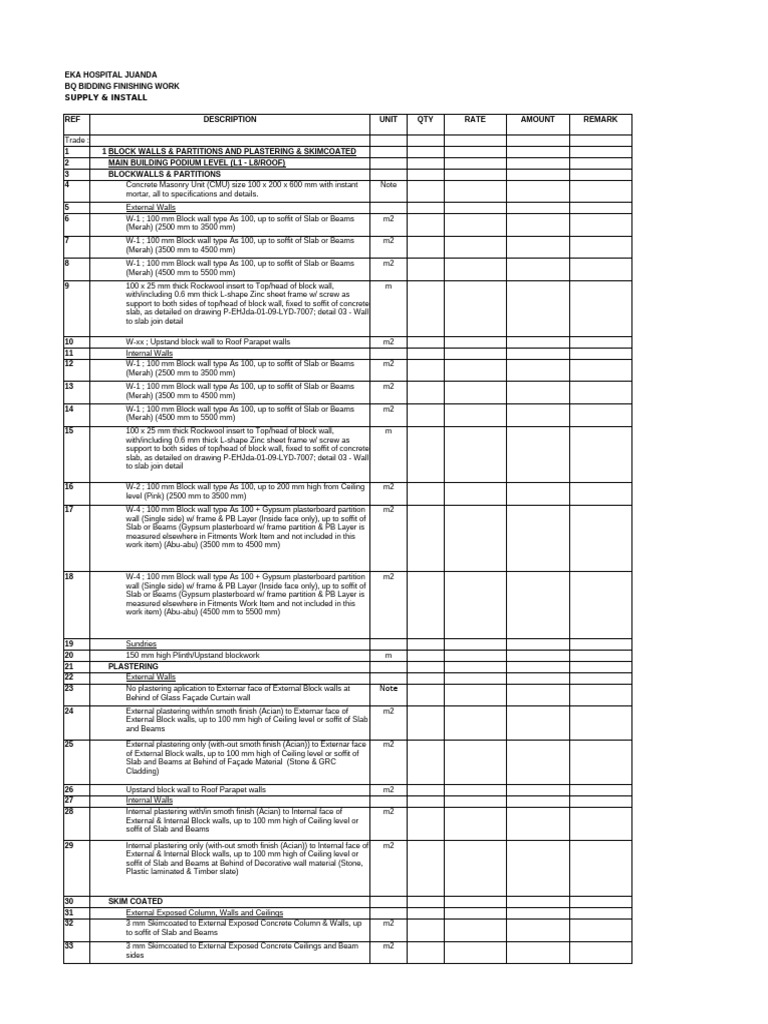 Item BQ Pas DDG, Plaster-Aci, Expoce, HT, CT, Screed | PDF | Wall ...