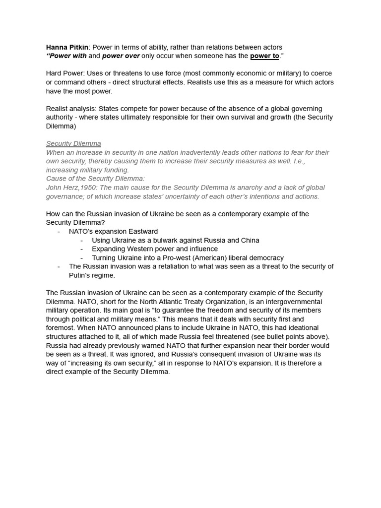 Global Politics Notes On Power | PDF