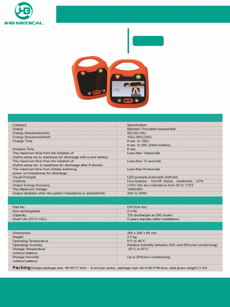 JH-A10 Automatic External Defibrillator | PDF