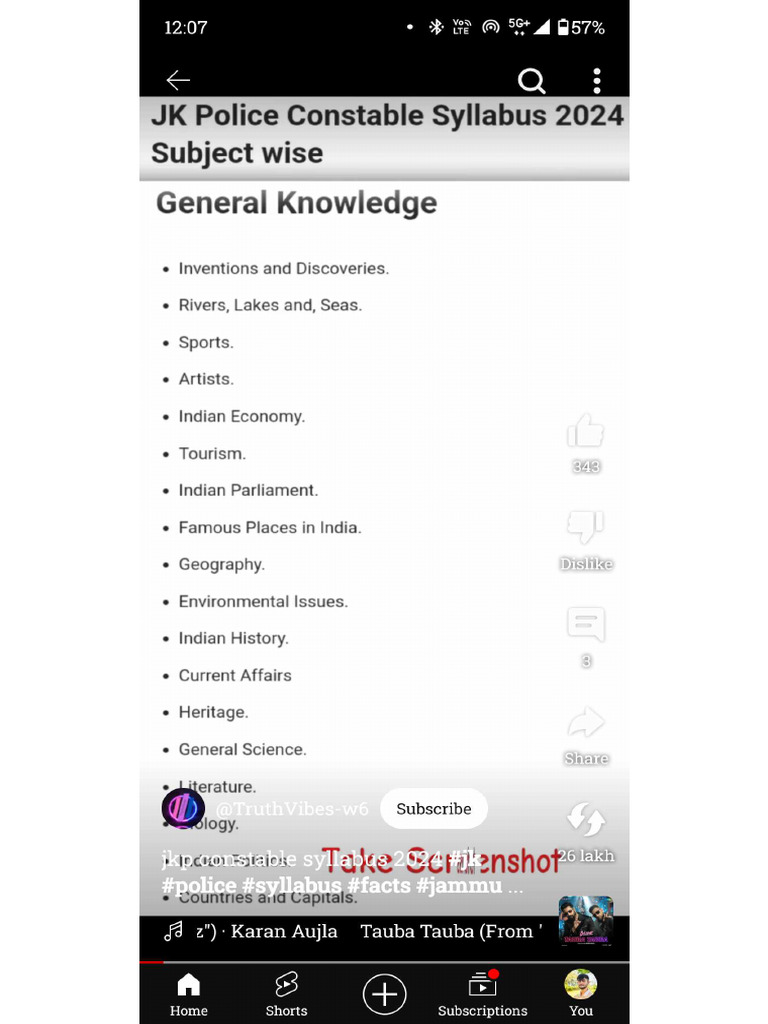JKSSB Constable Syllabus | PDF