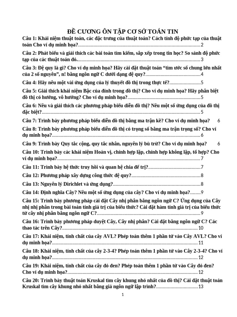 đề cương toán tin | PDF