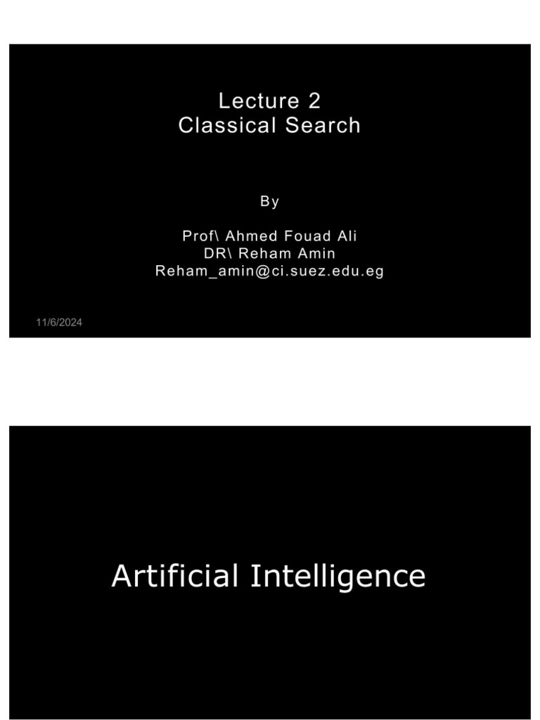 DrReham AI Lecture3 ClassicalSearch | PDF