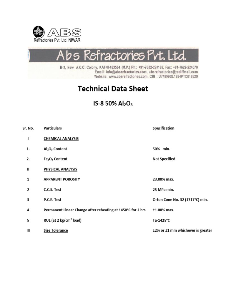 Data Sheet - IS-8 50% AL | PDF