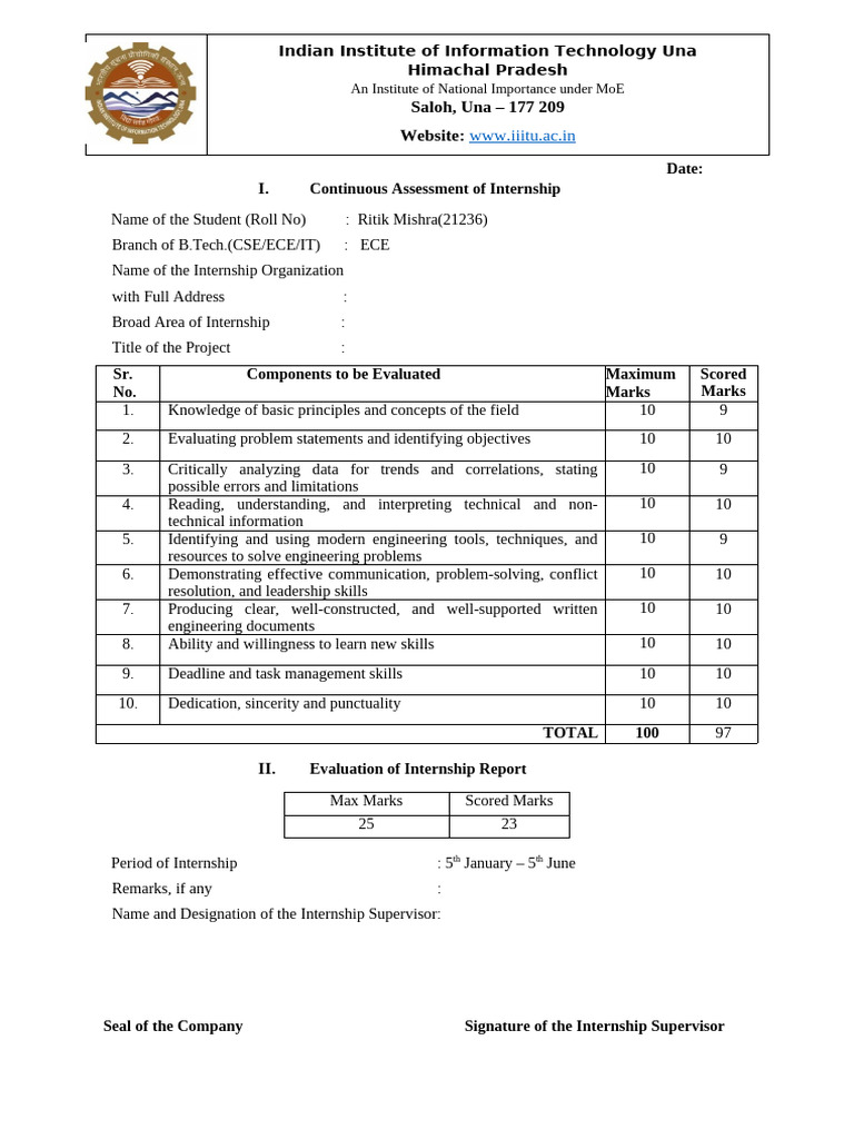 Internship_CA_form_2024 | PDF | Behavior Modification | Cognitive Science