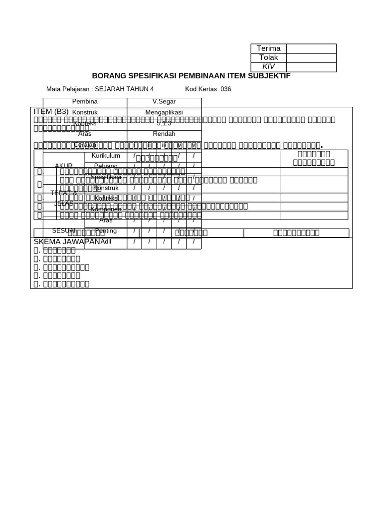 Contoh Topi Kasut Bahagian B | PDF