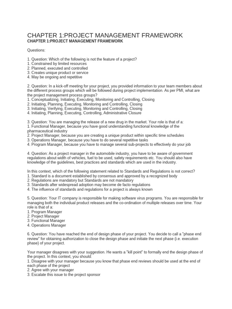 Chapter 1 Project Management Framework | PDF | Project Management | Product Lifecycle