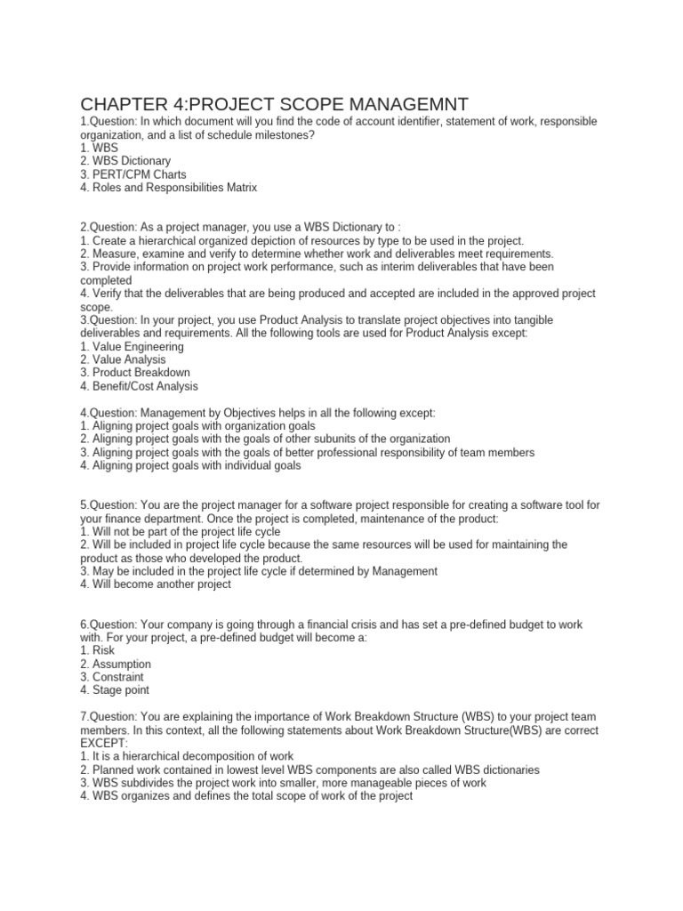 CHAPTER 4 PROJECT SCOPE MANAGEMNT | PDF | Net Present Value | Project Management