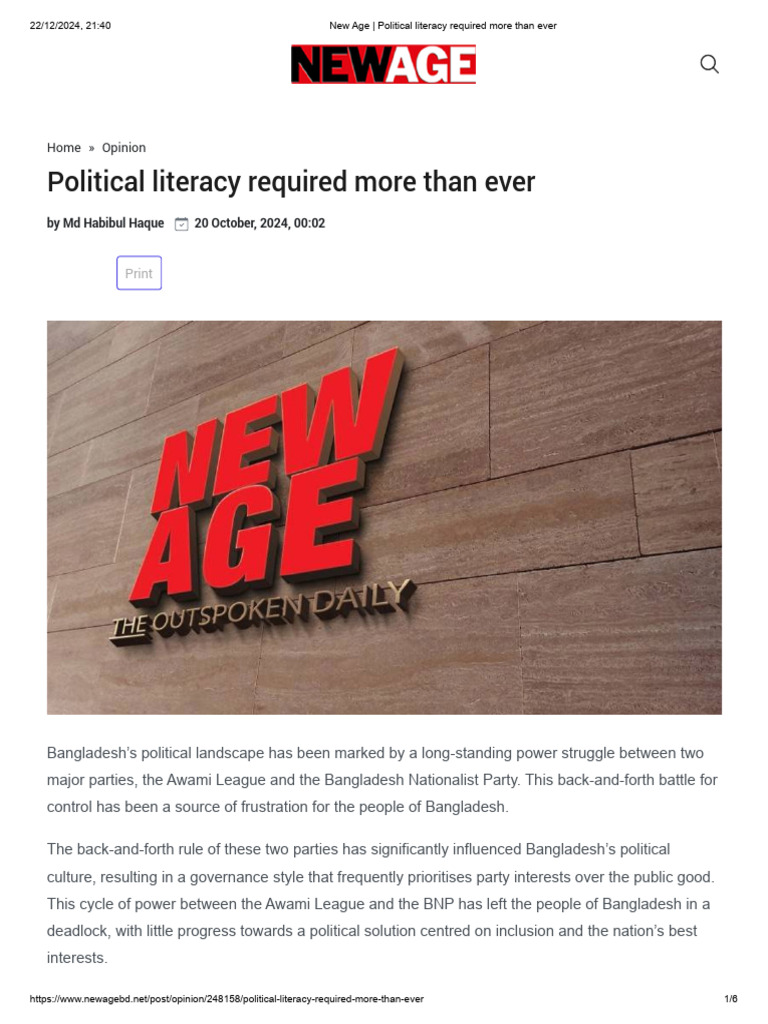 Political Literacy Required More Than Ever | PDF | Democracy ...