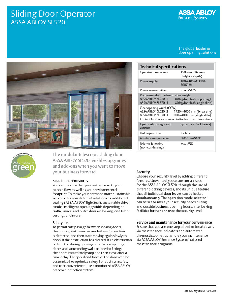 Product Leaflet ASSA ABLOY SL520 en PREVIEW | PDF | Door