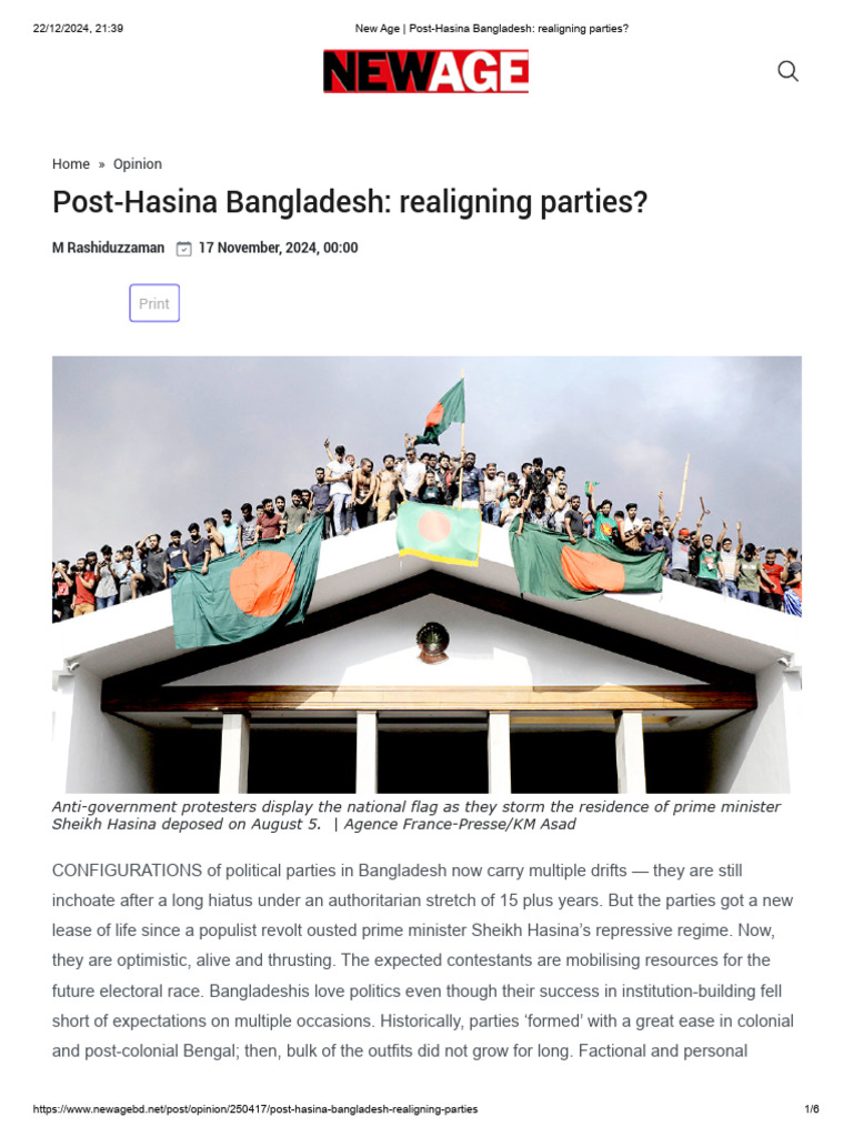 Post-Hasina Bangladesh - Realigning Parties | PDF | Bangladesh | Political Science