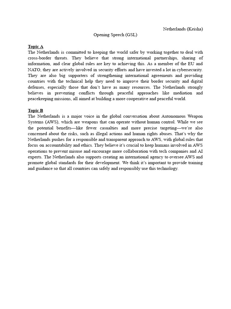 Opening Speech (GSL) | PDF