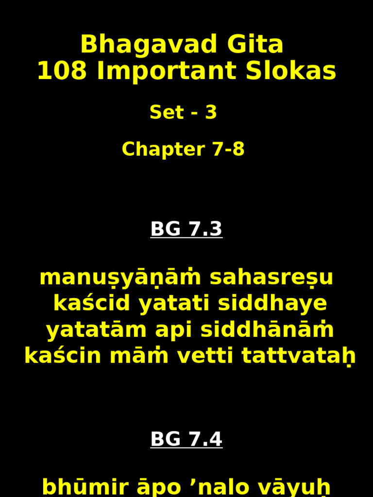 BG Slokas 108 - Set 3 (Ch 7-8) | PDF