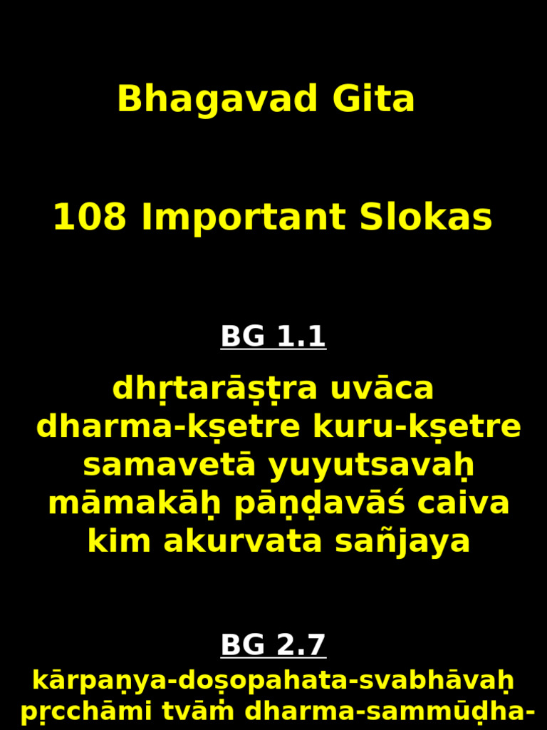 BG Slokas 108 Final Without Translation | PDF