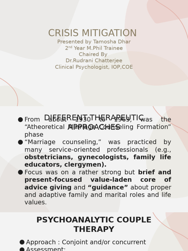 Marital Crisis Mitigation | PDF | Psychotherapy | Psychology
