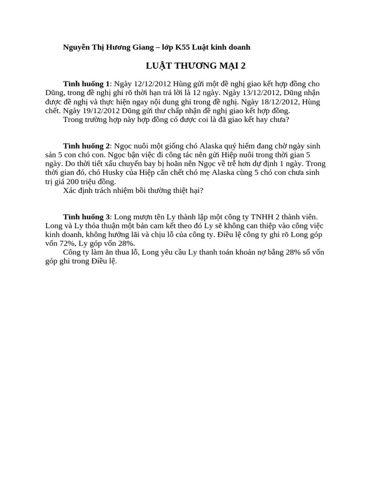 Btap Tinh Huong | PDF