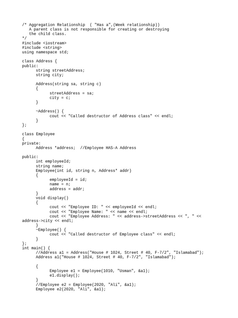 Aggregation Relationship | PDF