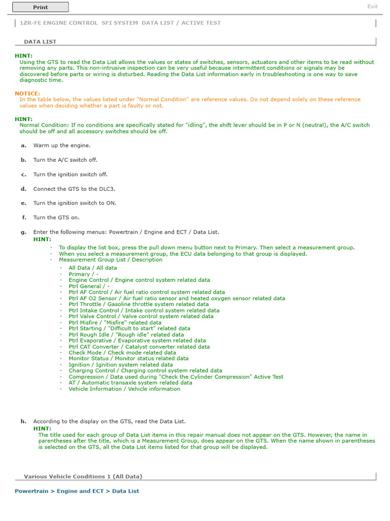 SFI Data List Active Test ZR Engine 2 | PDF | Throttle | Internal ...