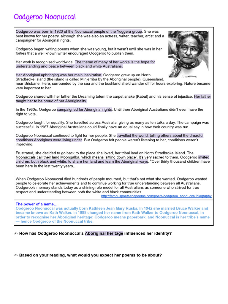 Oodgeroo Noonuccal's "Then and Now" Analysis | PDF