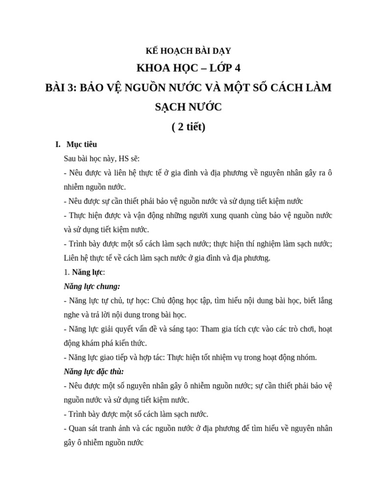KHBD Khoa Học 4 | PDF