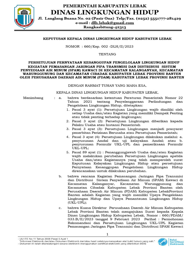 PKPLH PDAM KAWACI Dan Rangkasbitung FINAL | PDF