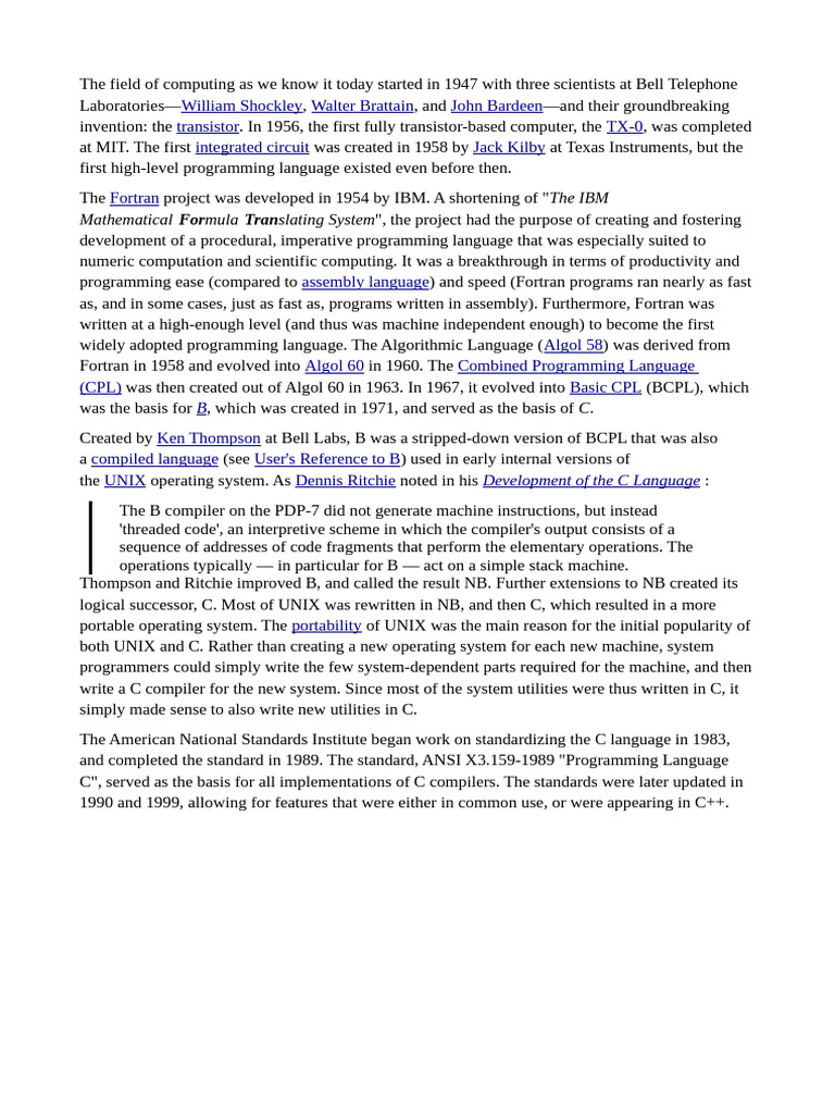History of C | PDF | Compiler | Computer Programming