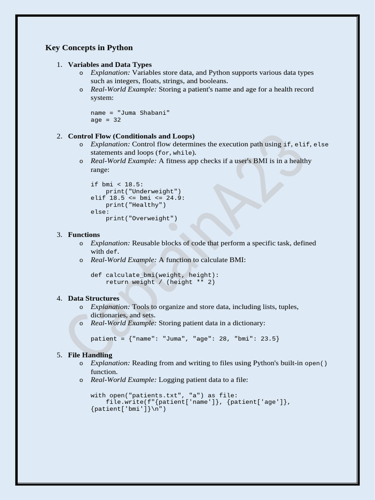 Key Concepts in Python | PDF | Control Flow | Data Type