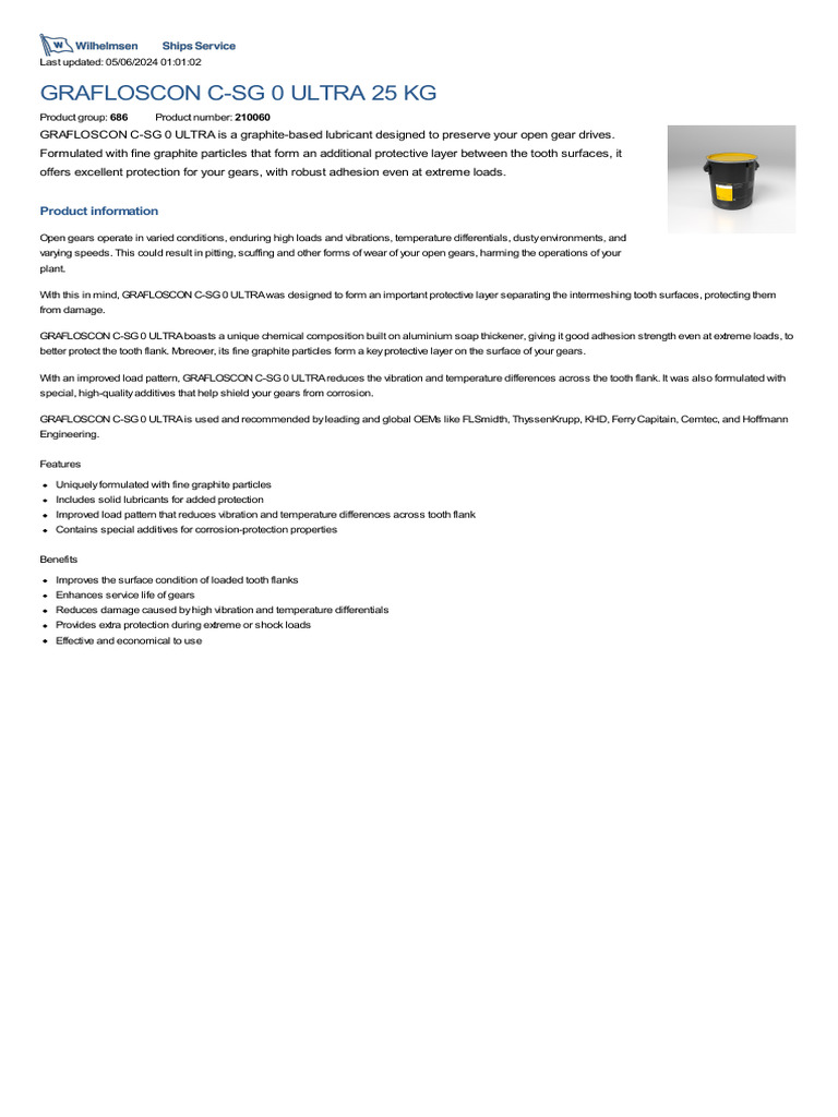 Grafloscon C-SG 0 Ultra 25 KG | PDF | Lubricant | Gear