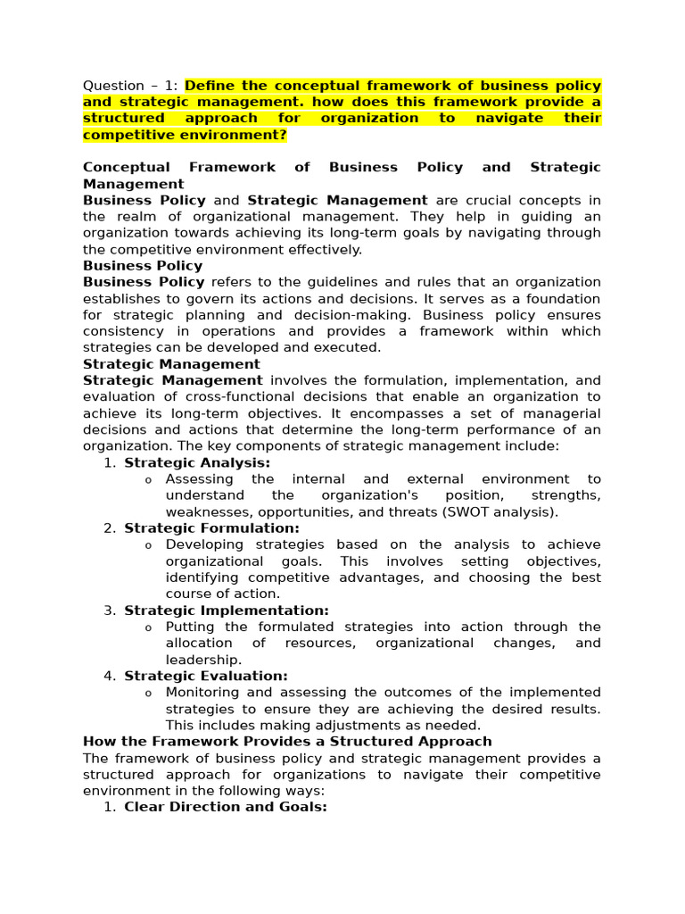 Business Policy & Strategy | PDF | Strategic Management | Policy