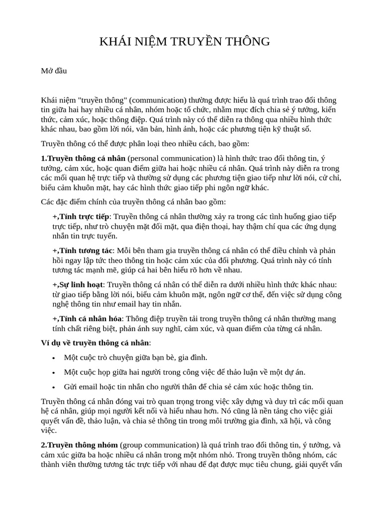 Khai Niem Truyen Thong | PDF
