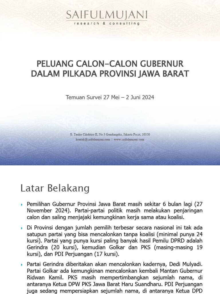 Bahan Rilis Prov Jawa Barat SMRC Juni 2024 Up4 | PDF