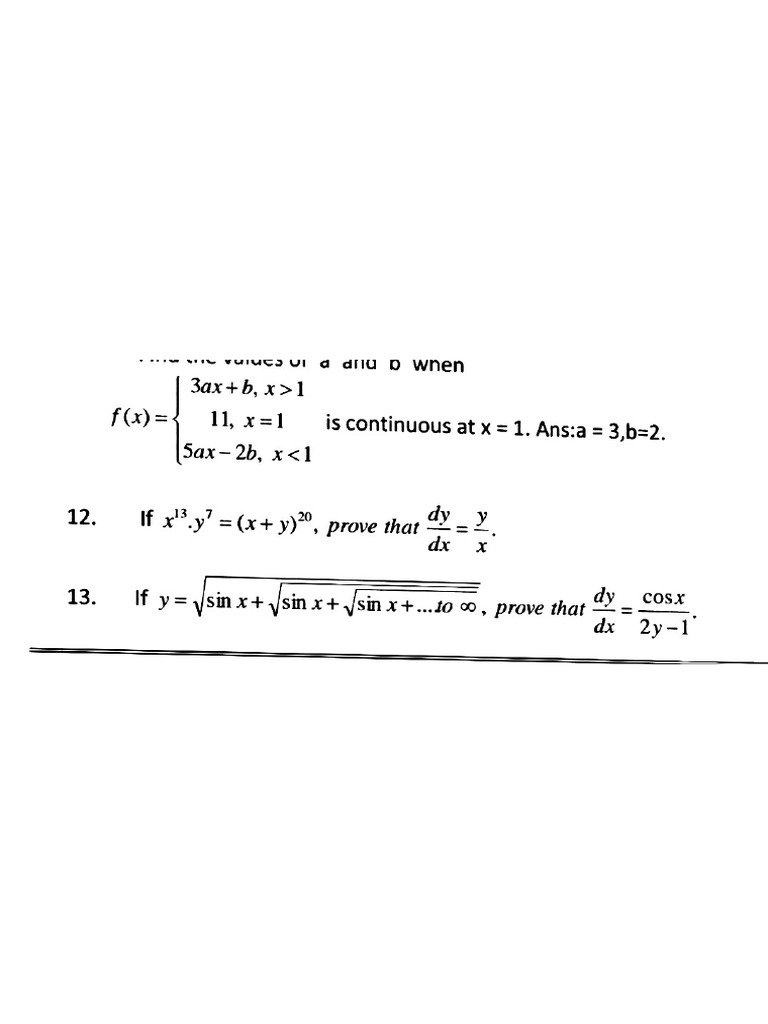 Continuity and Differentiability Imp Questions | PDF