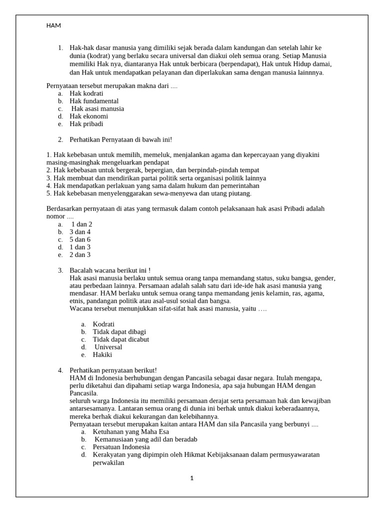 Ham plus Demookrasi Teori dan Soal | PDF