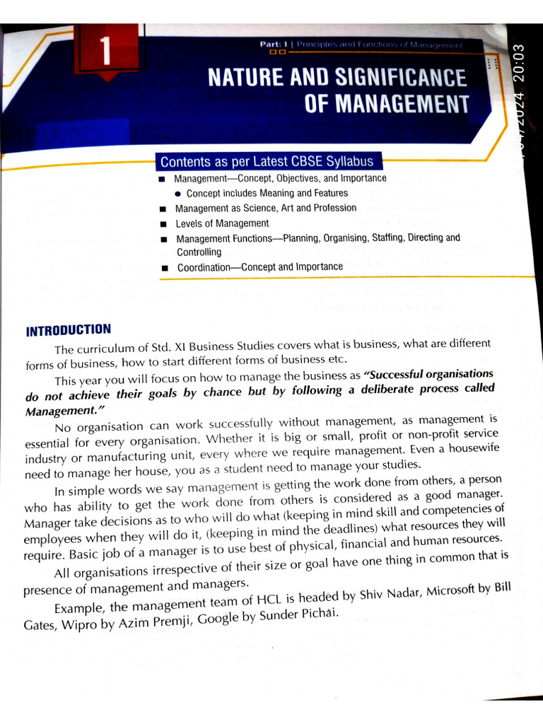 Business Studies - Management | PDF