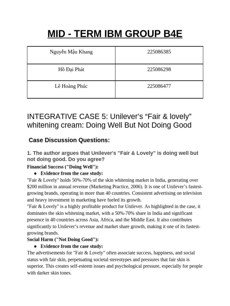 Phát-Khang-Phúc - Unilever IBM Midterm B4 | PDF | Corporate Social Responsibility | Social ...