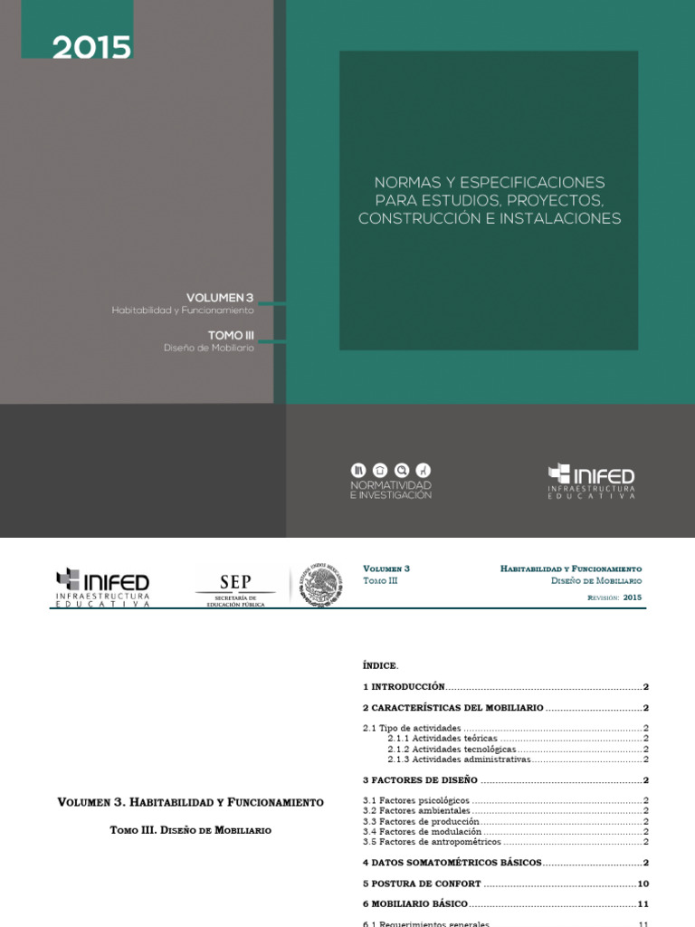 Mobiliario Escolar INIFED: Diseño y Normas | PDF | Mueble | Factores ...