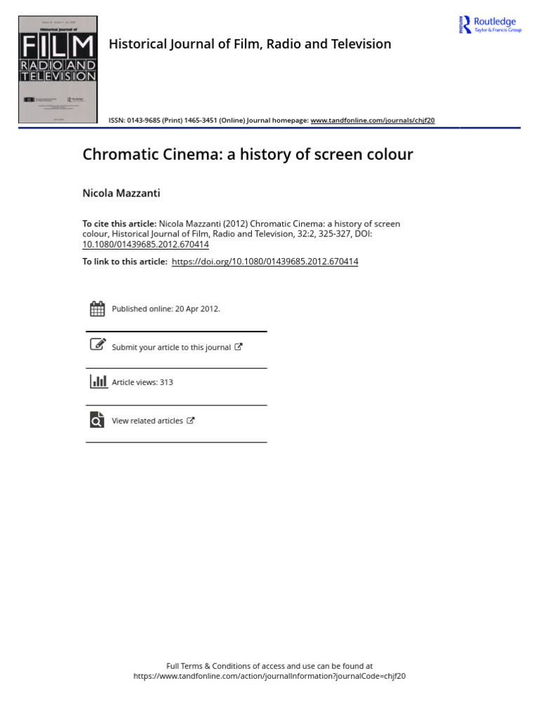 Chromatic Cinema A History of Screen Colour | PDF | Color | Translations
