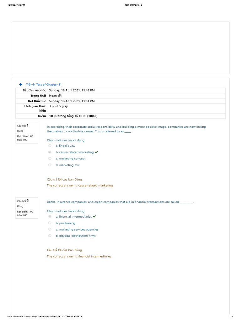 Test of Chapter 3 | PDF