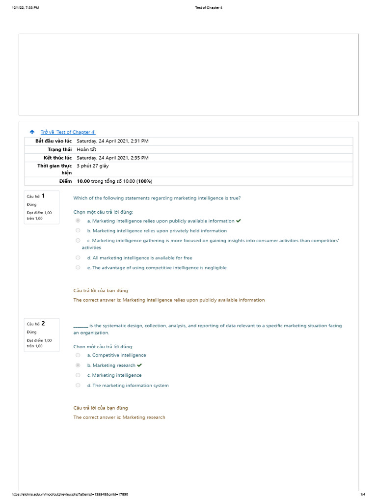 Test of Chapter 4 | PDF