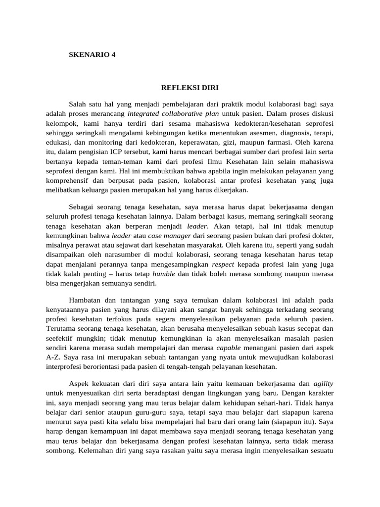 Refleksi Kolaborasi Interprofesi Kesehatan | PDF
