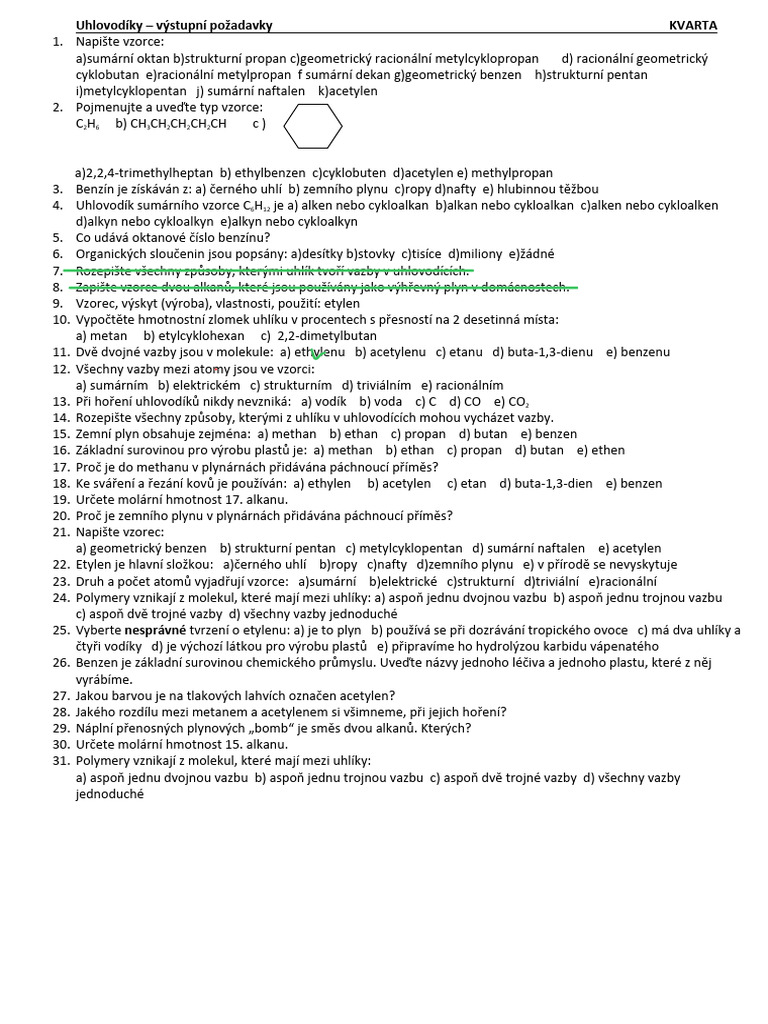 Uhlovodíky Kvarta | PDF