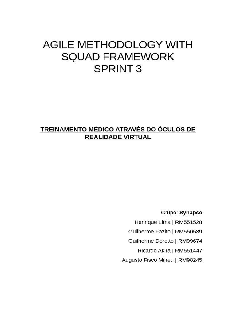 Treinamento Médico em VR com Squad Agile | PDF