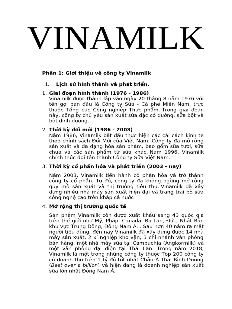 VINAMILK | PDF