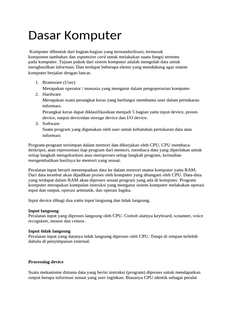 Dasar Komputer | PDF