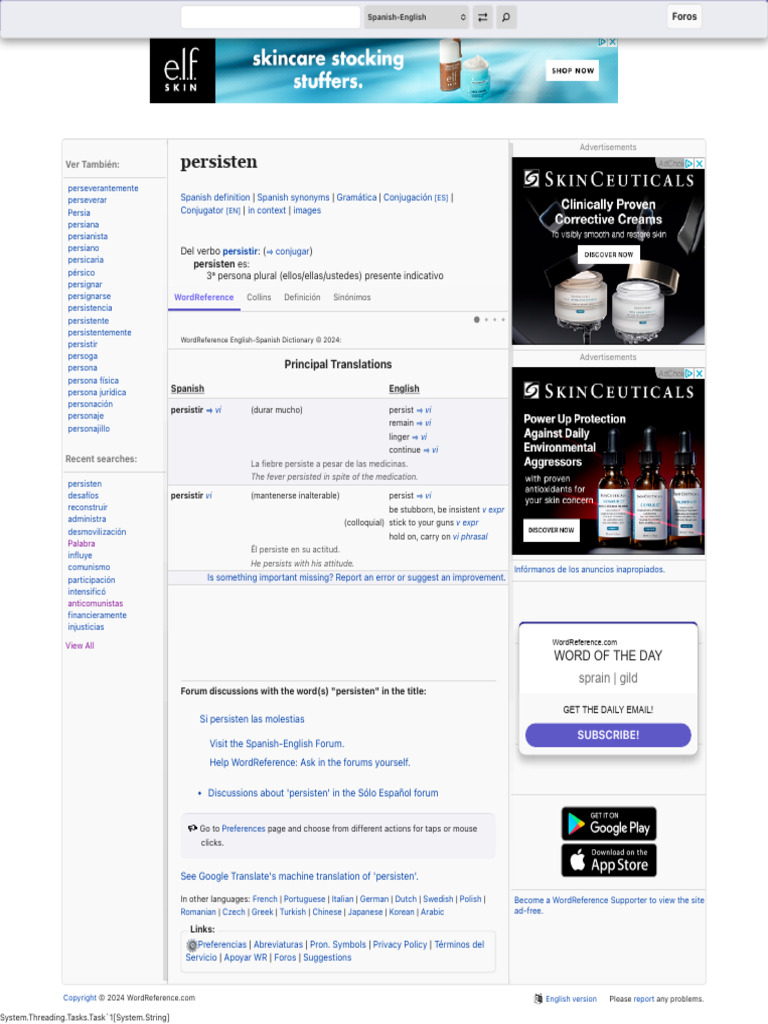 persisten - Diccionario Inglés-Español WordReference.com | PDF ...