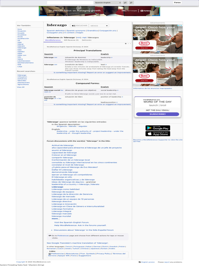 liderazgo - Diccionario Inglés-Español WordReference.com | PDF